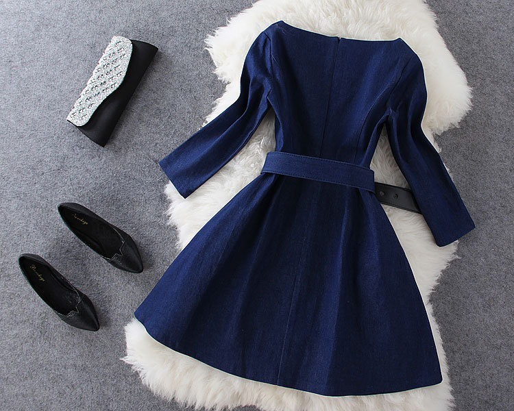 Denim Dress With Belt Sc728eh on Luulla