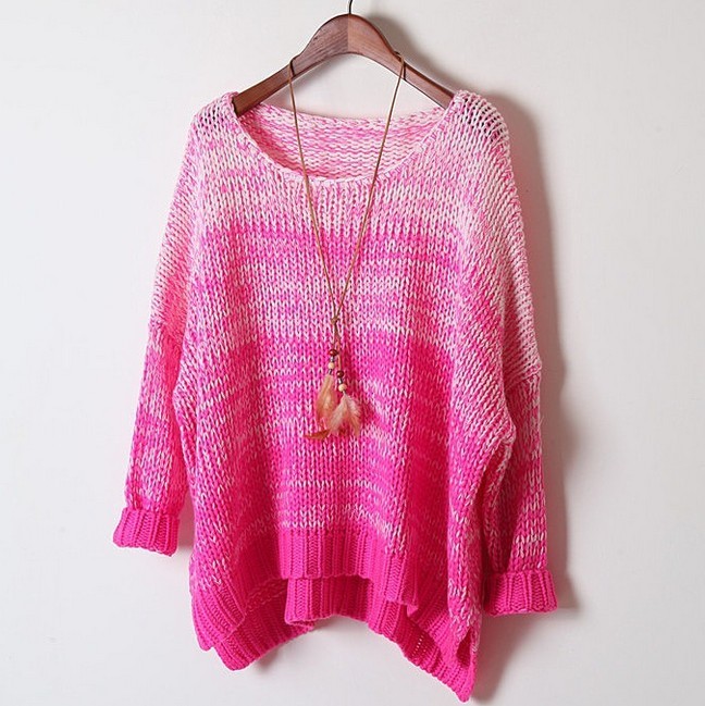 Gradient Retro Sweater Loose Bat Babbc on Luulla