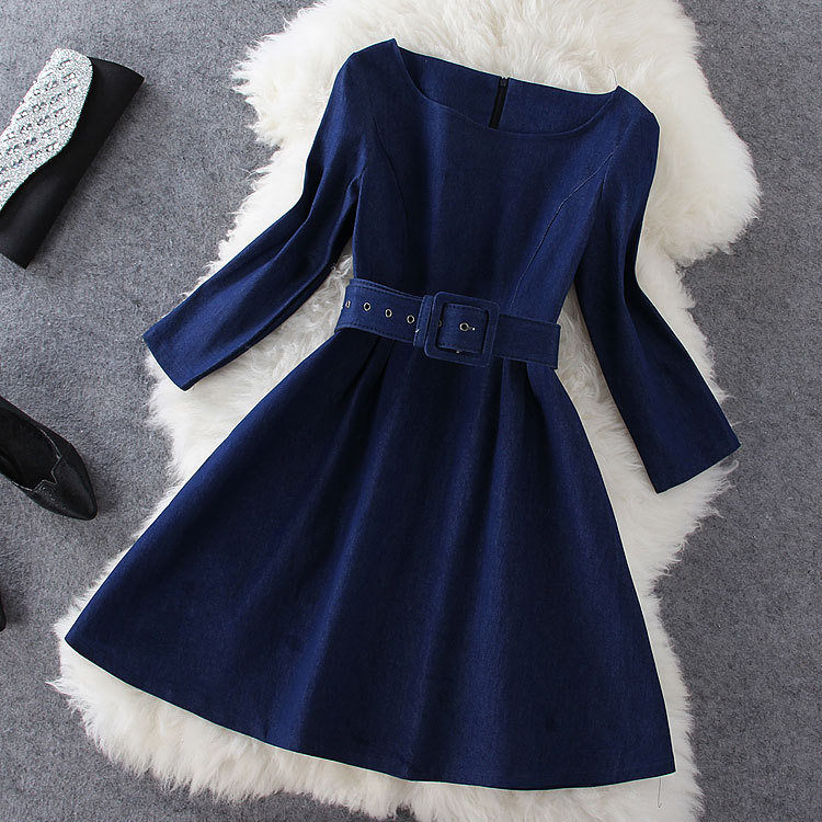 Denim Dress With Belt Sc728eh on Luulla